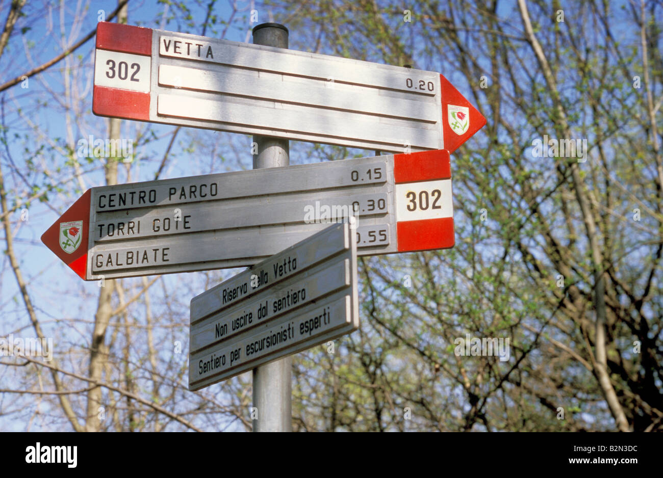 naturalistic signs, monte barro regional park, Italy Stock Photo - Alamy
