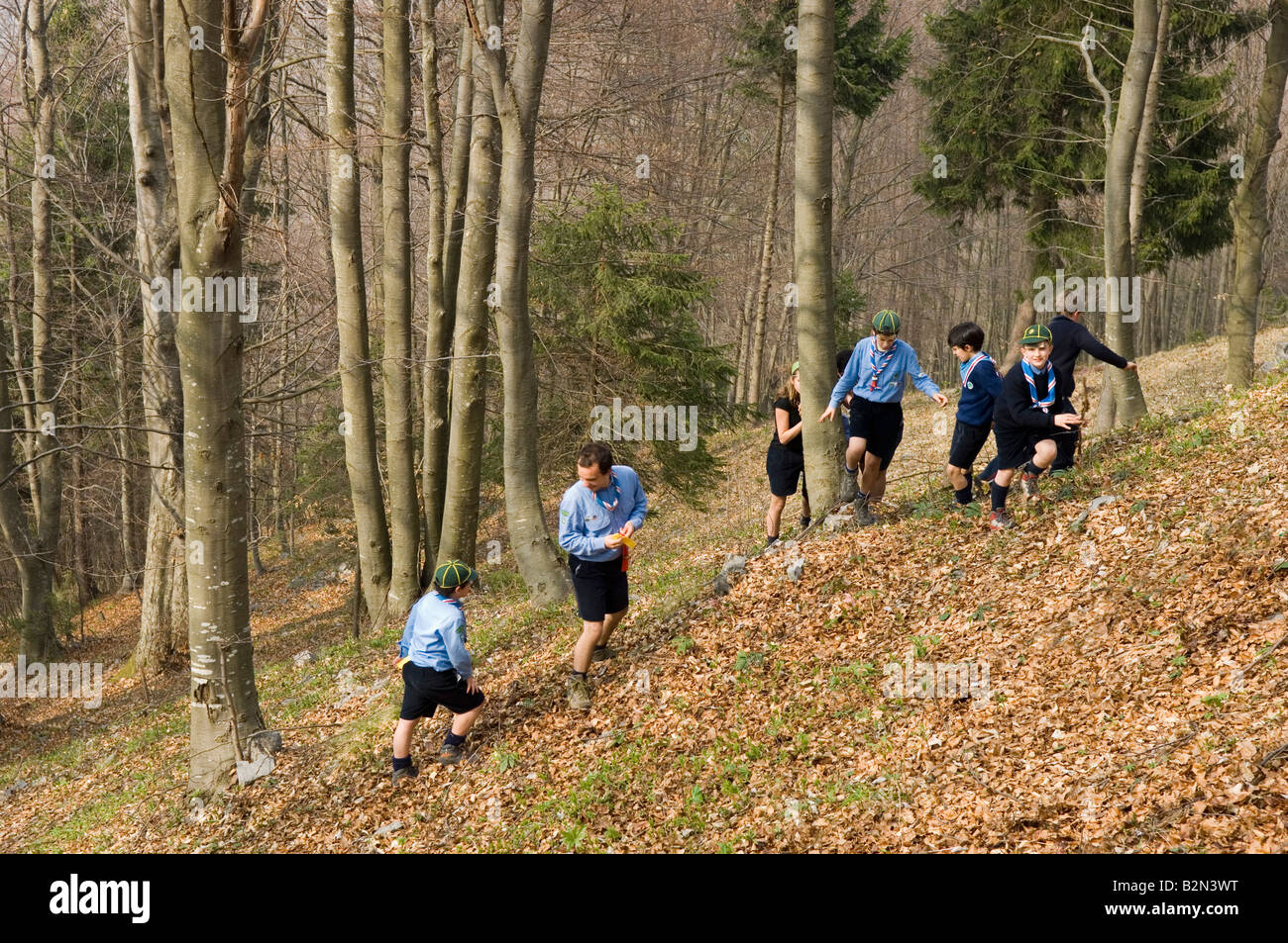 playing scouts, sparavera mountain, Italy Stock Photo - Alamy