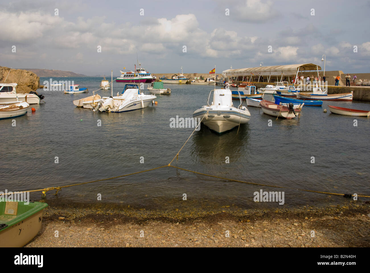 Boats in the harbour at Isla Tabarca, Alicante Spain Stock Photo - Alamy