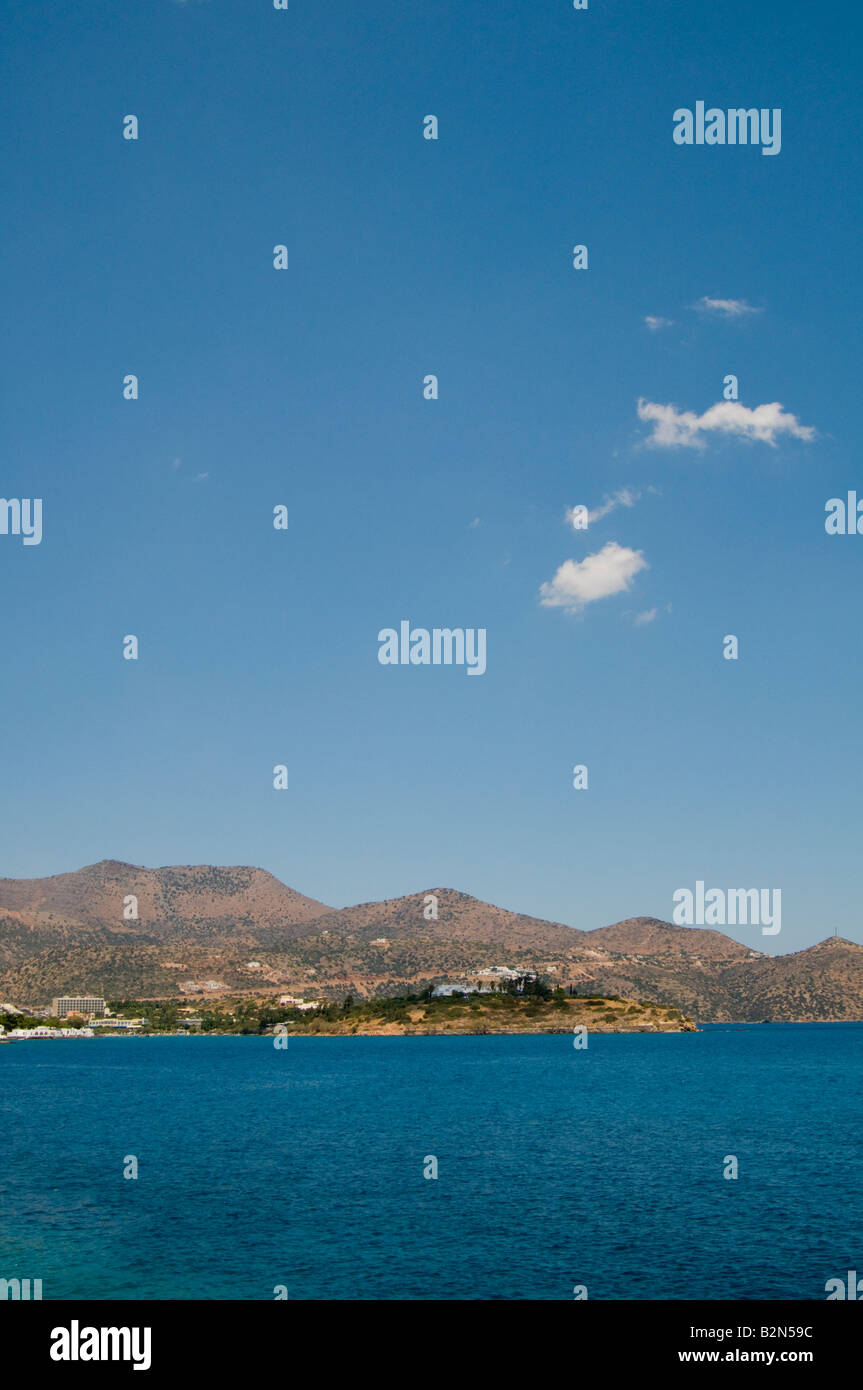 Agios Nikolaos, Crete, Greece. View of the sea and Mountains from the ...