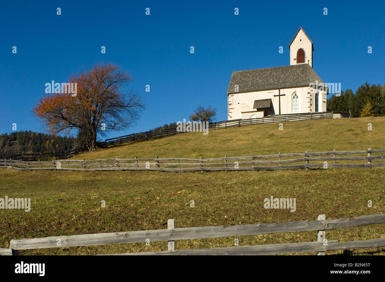 san giacomo (st. jakob) church, funes valley villnoss, Italy Stock ...