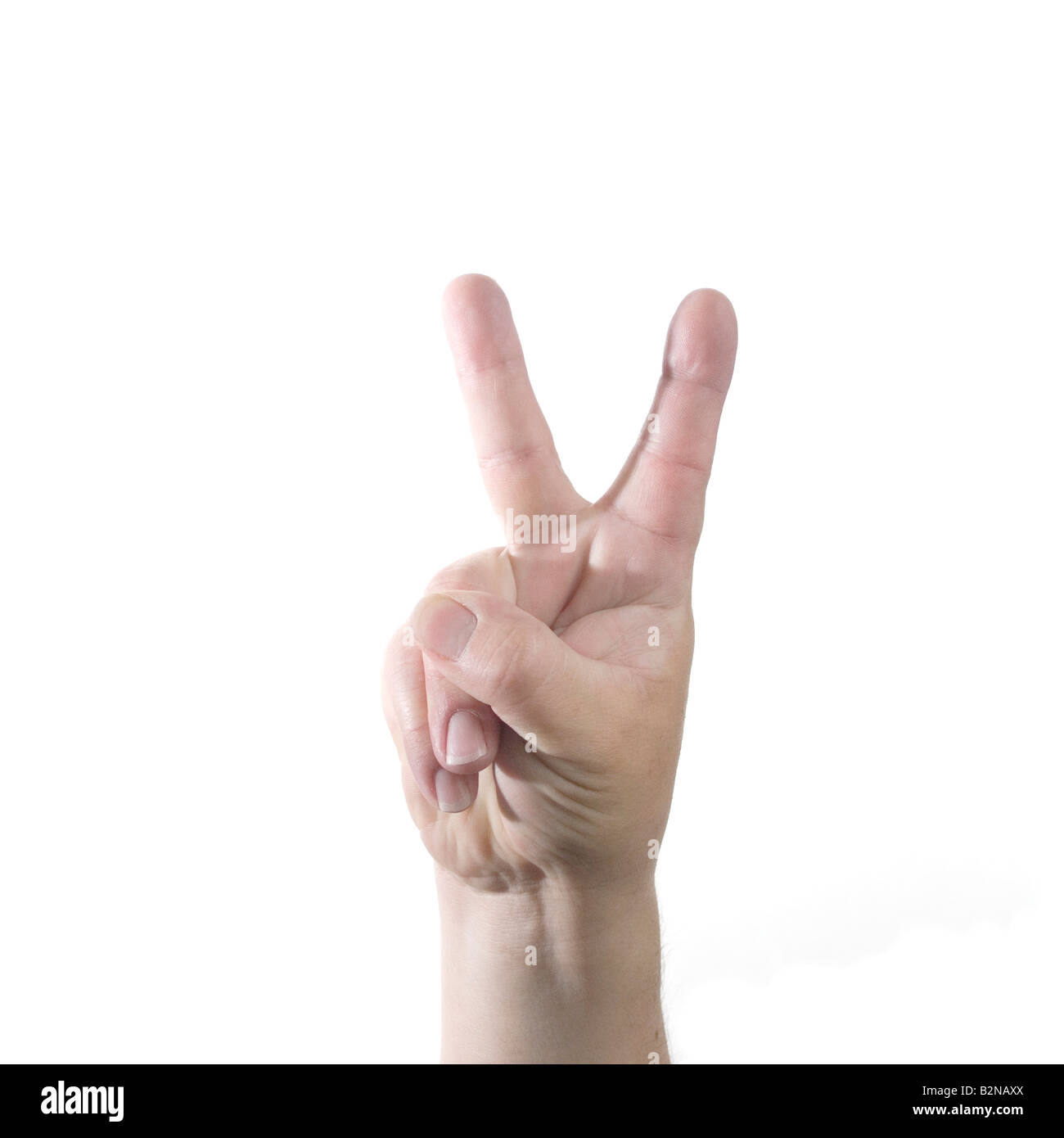 Hand showing two finger Stock Photo - Alamy