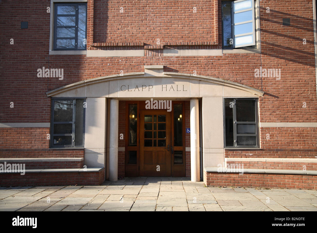 Entrance way to Clapp Hall at Princeton University. A modern brick ...