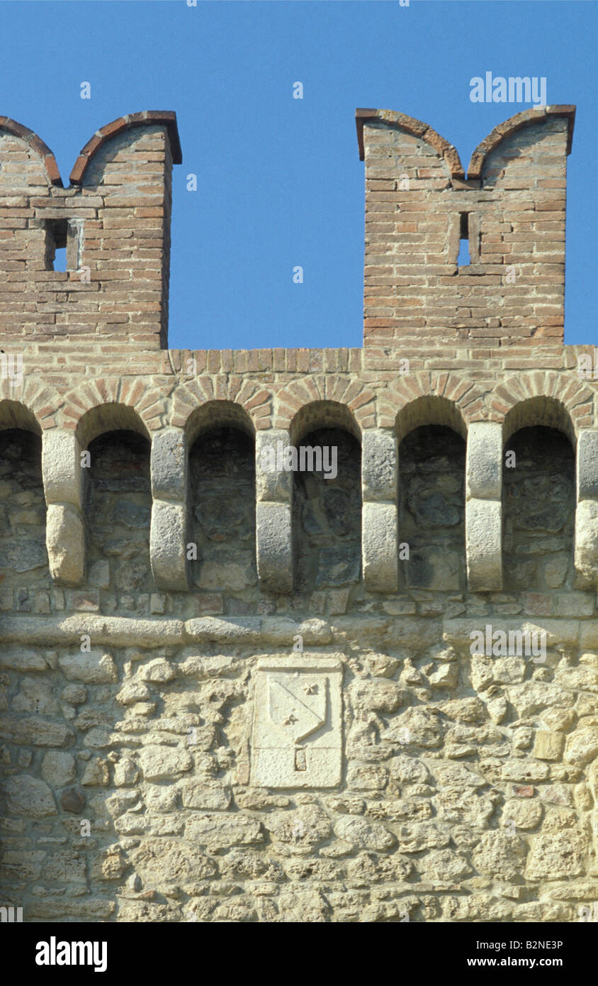 merlons of the castle, vigoleno, italy Stock Photo - Alamy