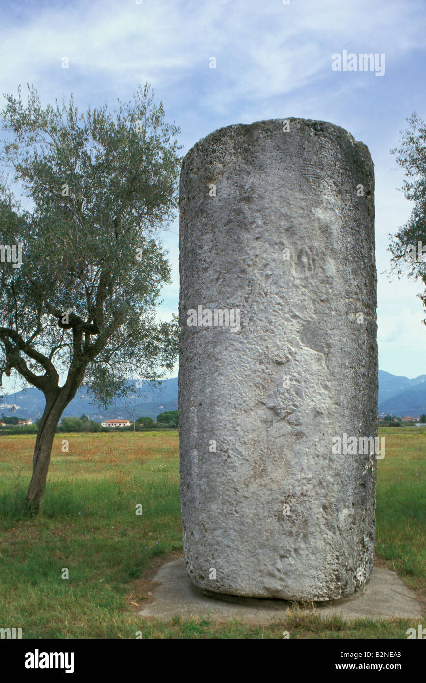 stele in the archaeological area, luni, italy Stock Photo - Alamy