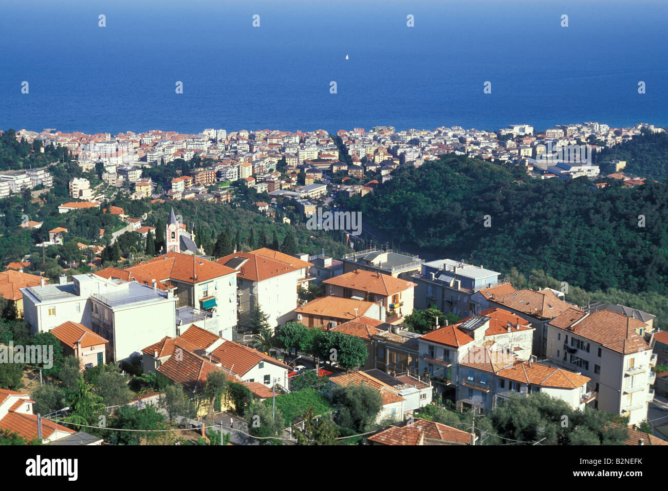 town view and moglio village, alassio, italy Stock Photo - Alamy