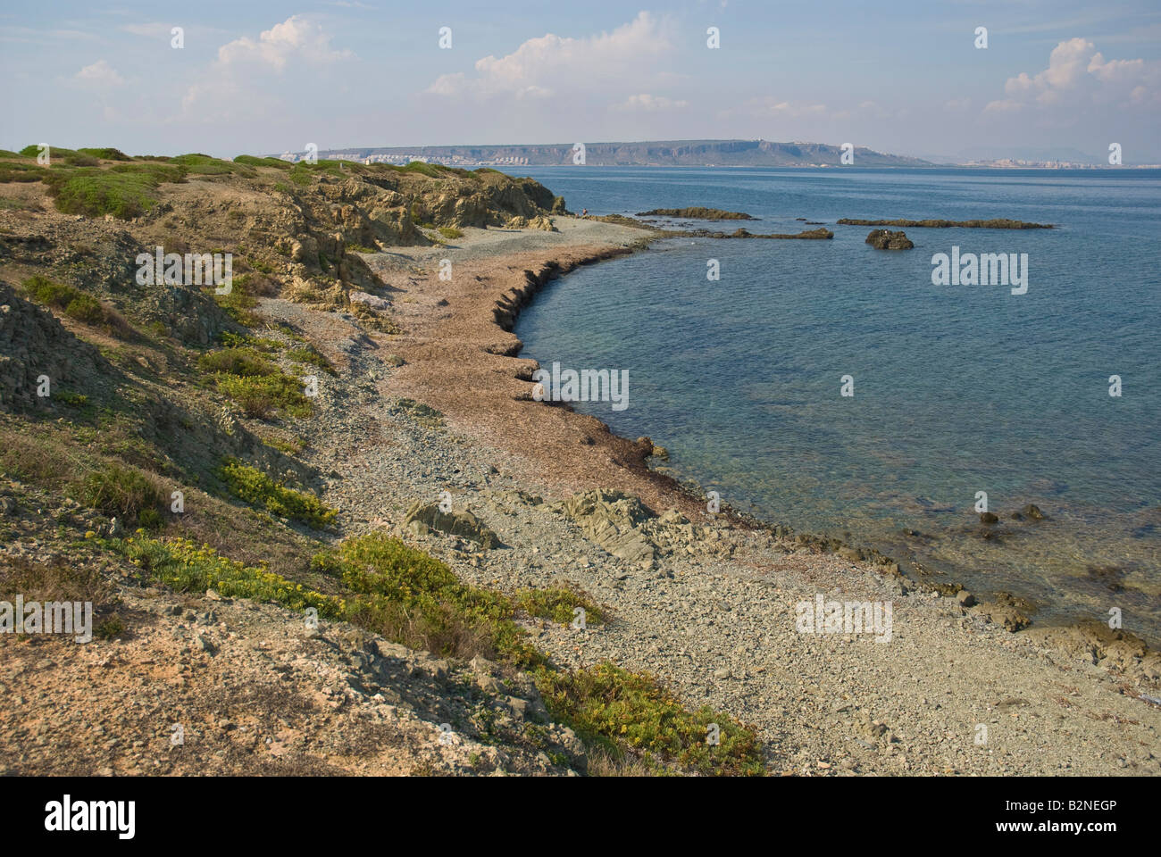 Clear water and coastline of Isla Tabarca, Alicante, Spain Stock Photo ...