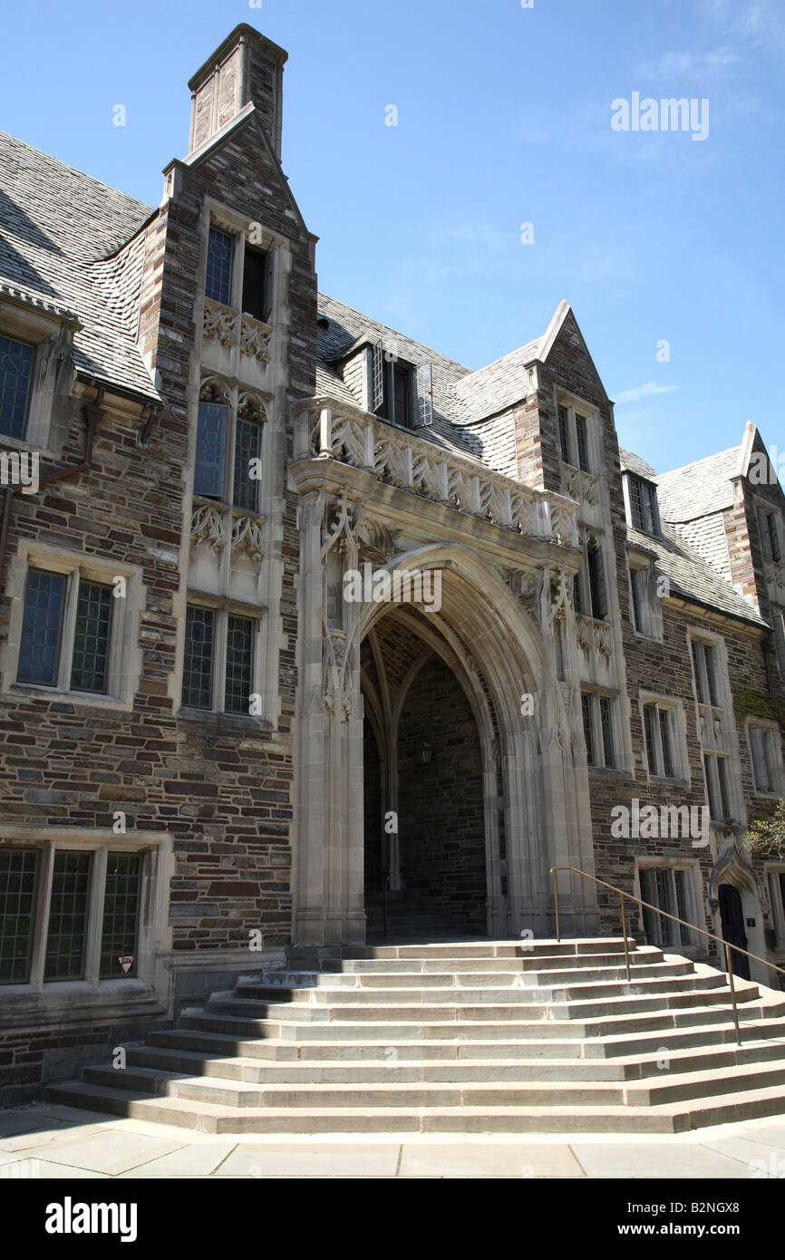 Princeton University. Peaked archway at Lockhart Hall with half octagon ...