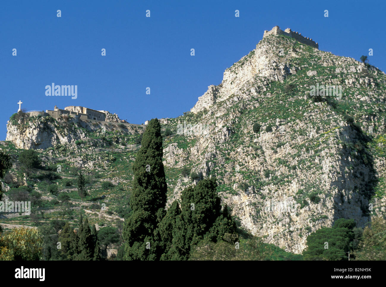 medieval castle at castelmola, taormina, Italy Stock Photo - Alamy