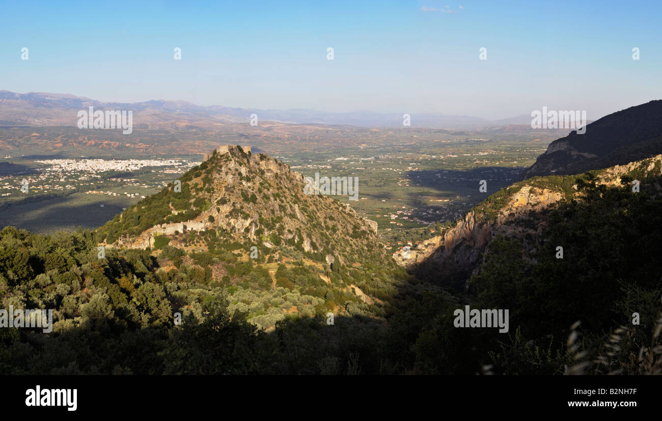 Looking across to the hill of Byzantine Mystras with the ruins of its ...