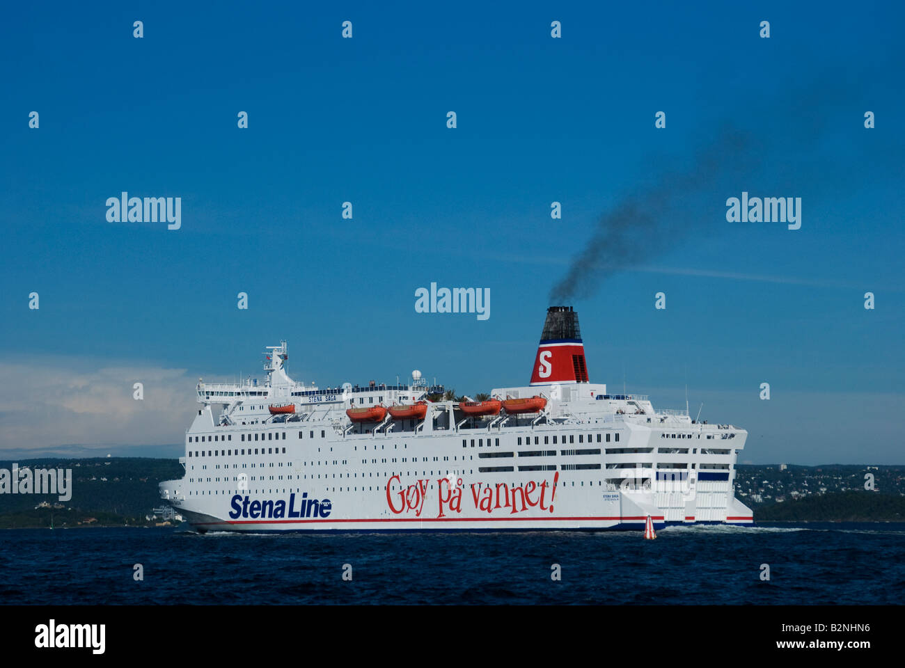 Rear view of the Swedish car ferry Stena Saga of Stena Line on its way ...