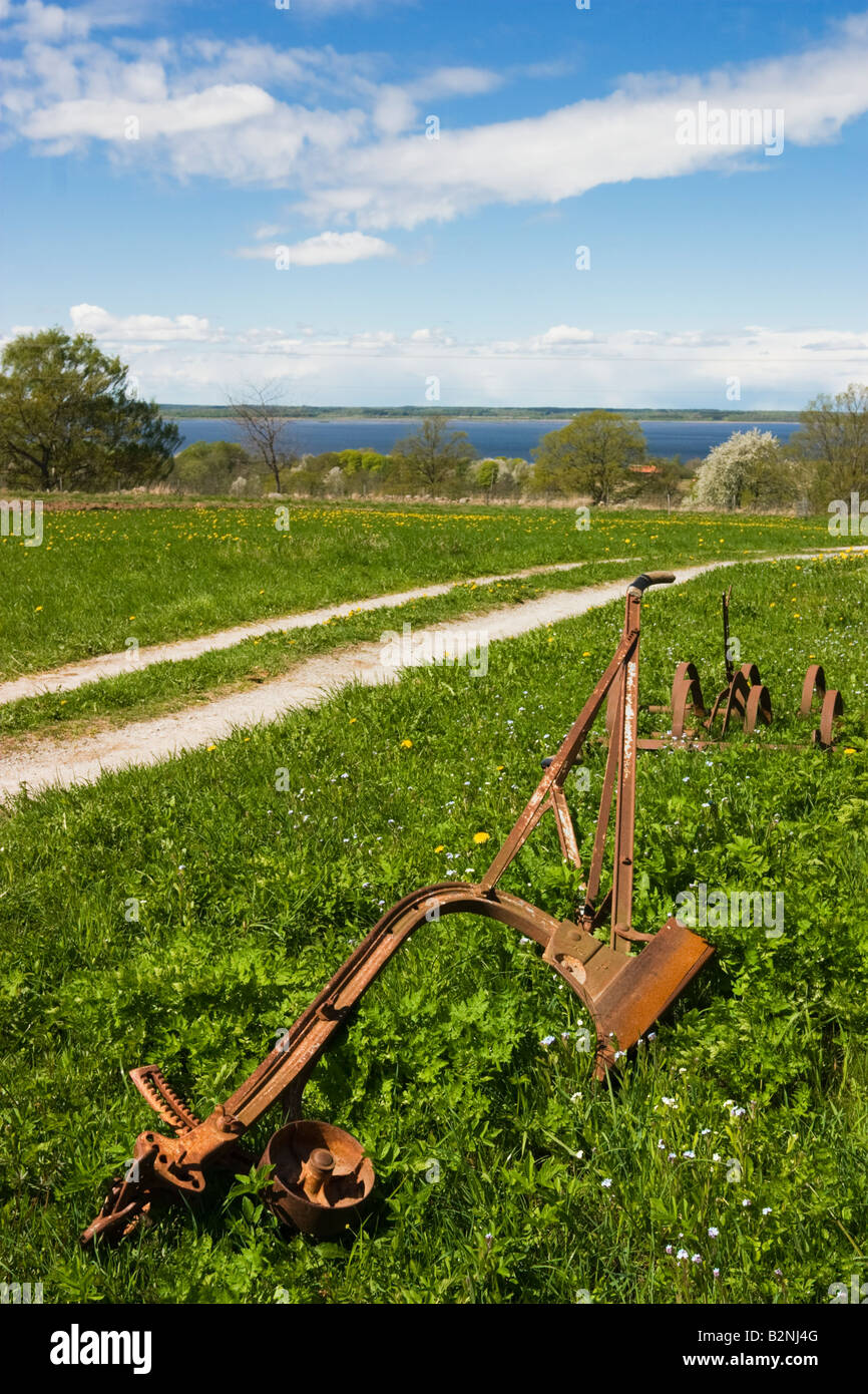Old rusty plough in the grass Stock Photo - Alamy