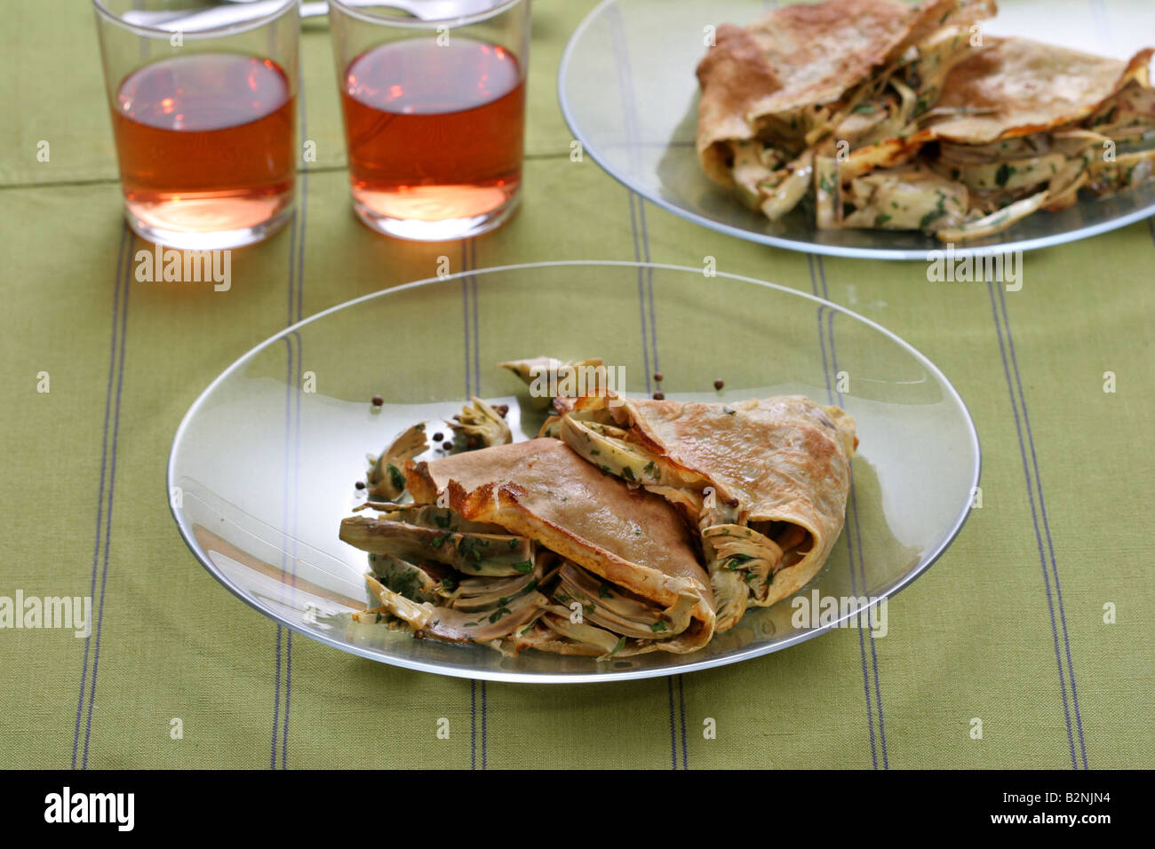 Crespelle pasta with artichokes, Italy Stock Photo - Alamy