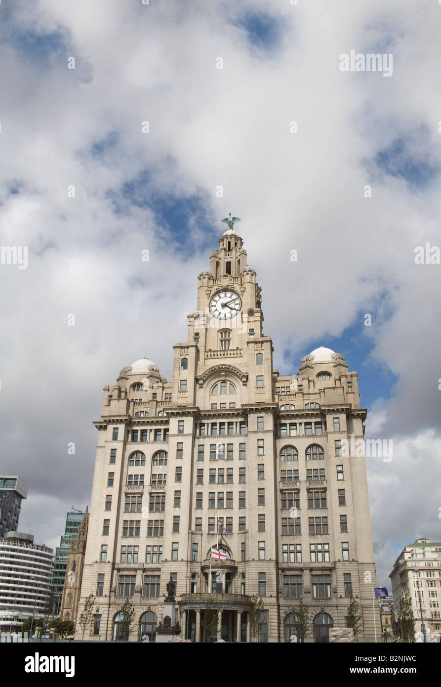 Liverpool Merseyside England UK July The iconic Liver Building flanked ...