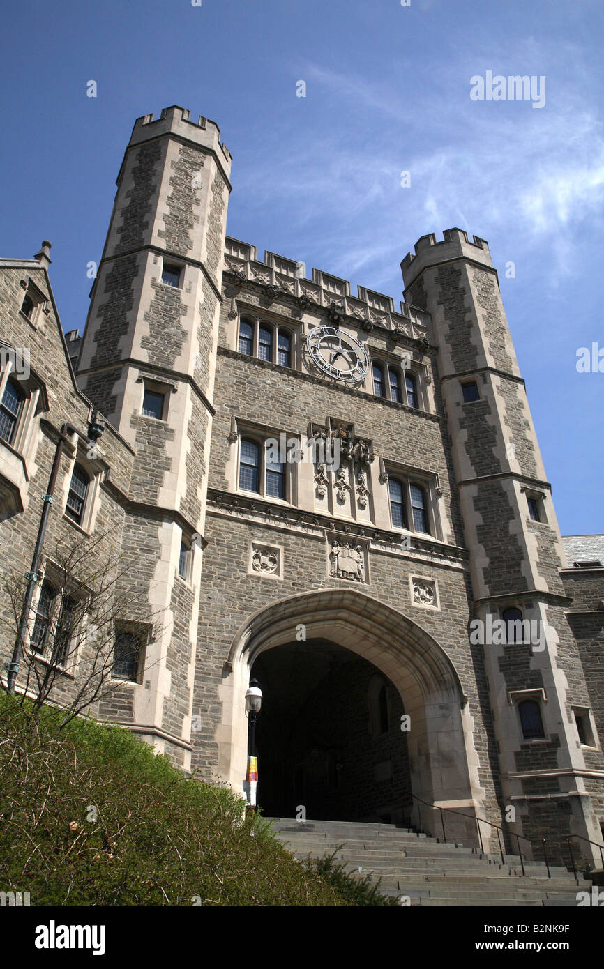 Looking up at the tower of Blair Hall from the west side of the steps ...