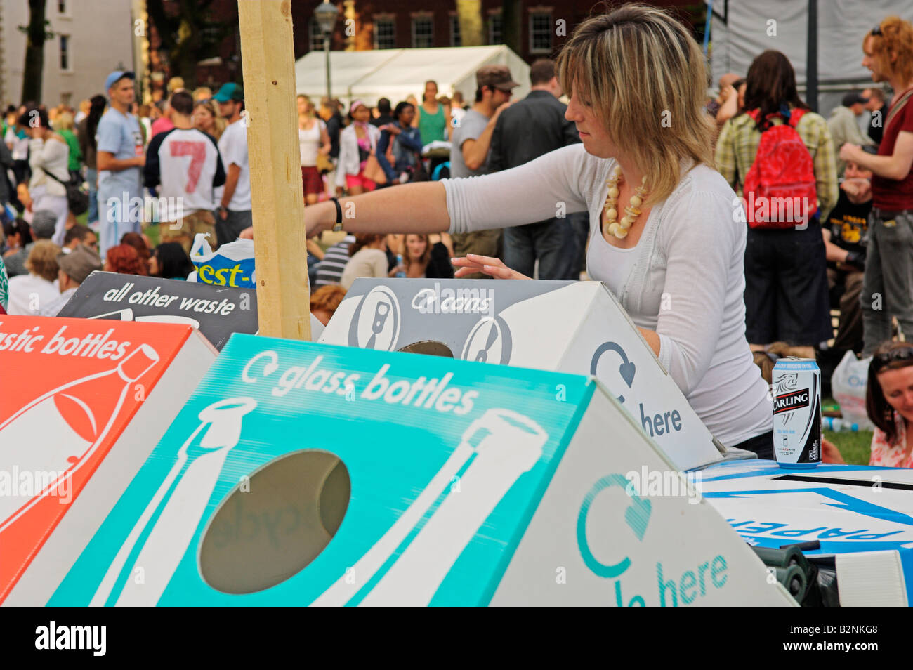 Recycling boxes at outdoor festival UK Bristol harbour festival Stock ...