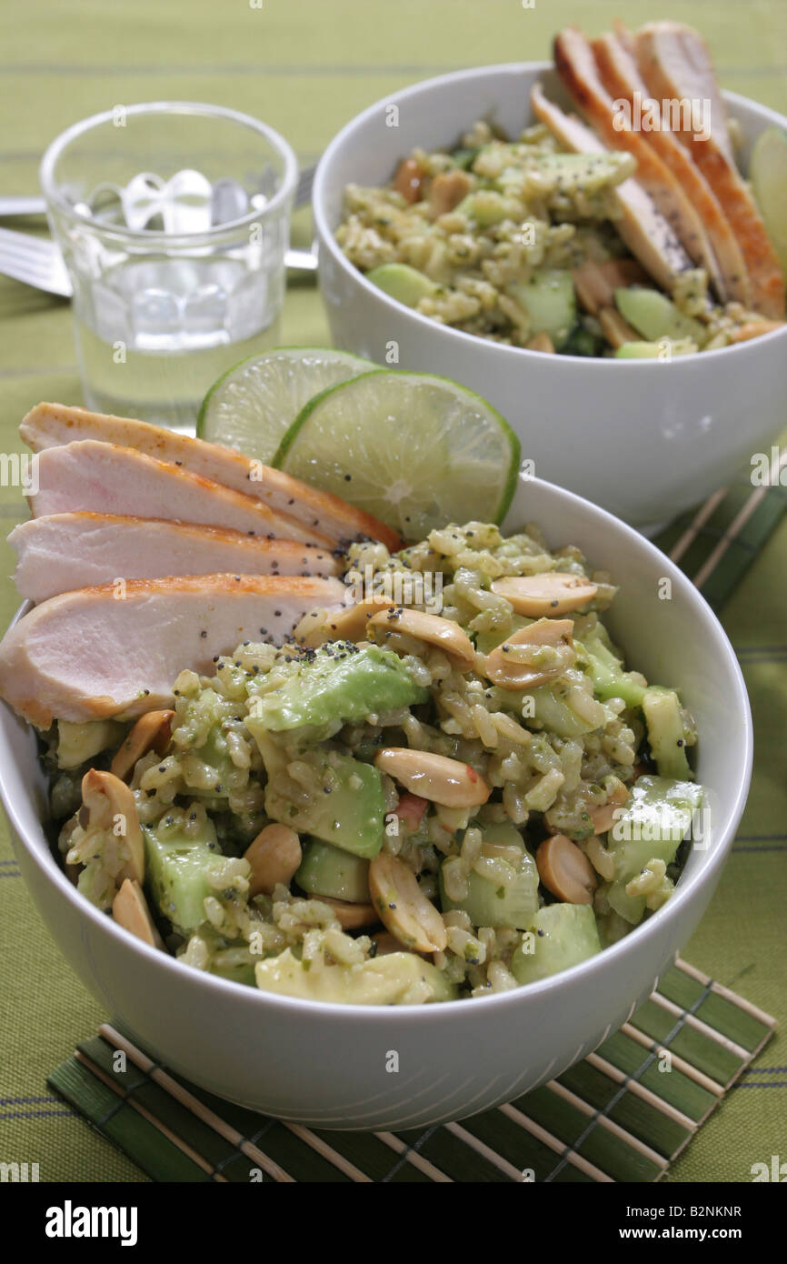 Rice with chicken and avocado, Italy Stock Photo - Alamy