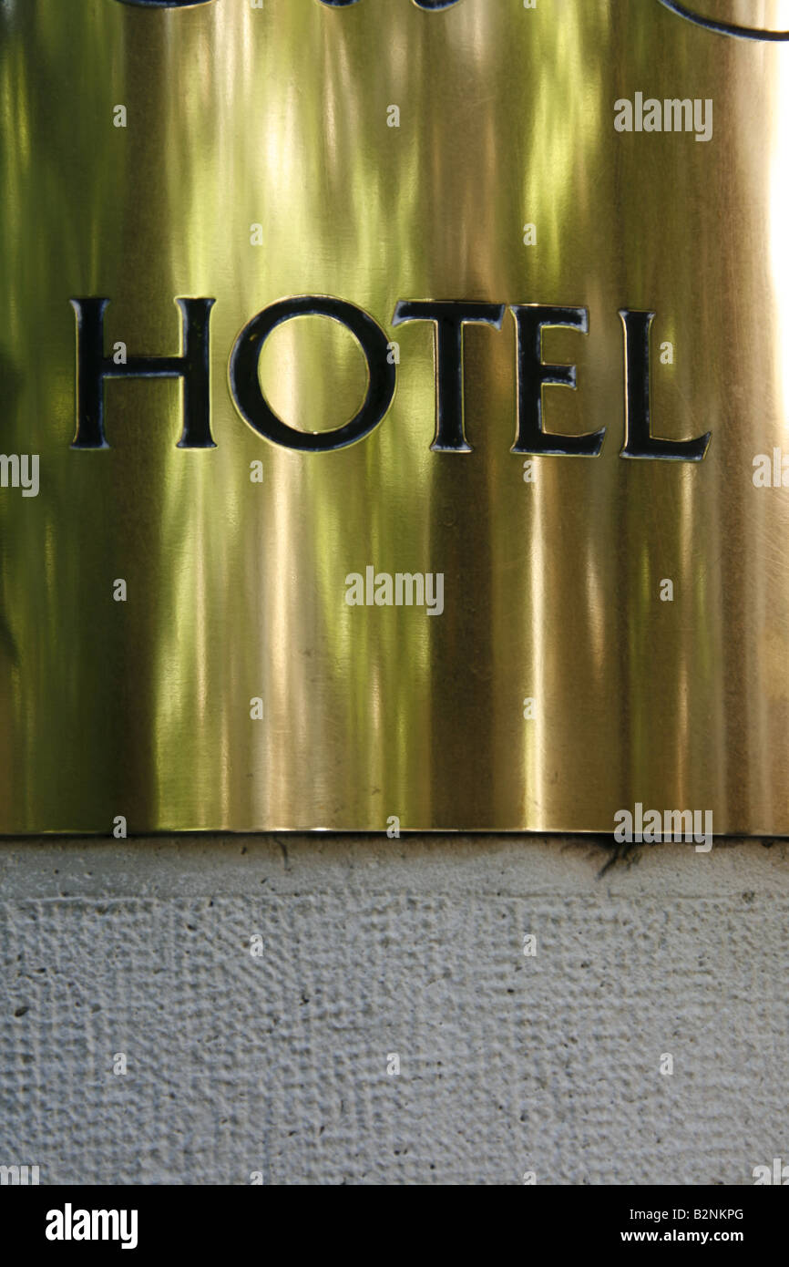 brass hotel name plate Stock Photo - Alamy