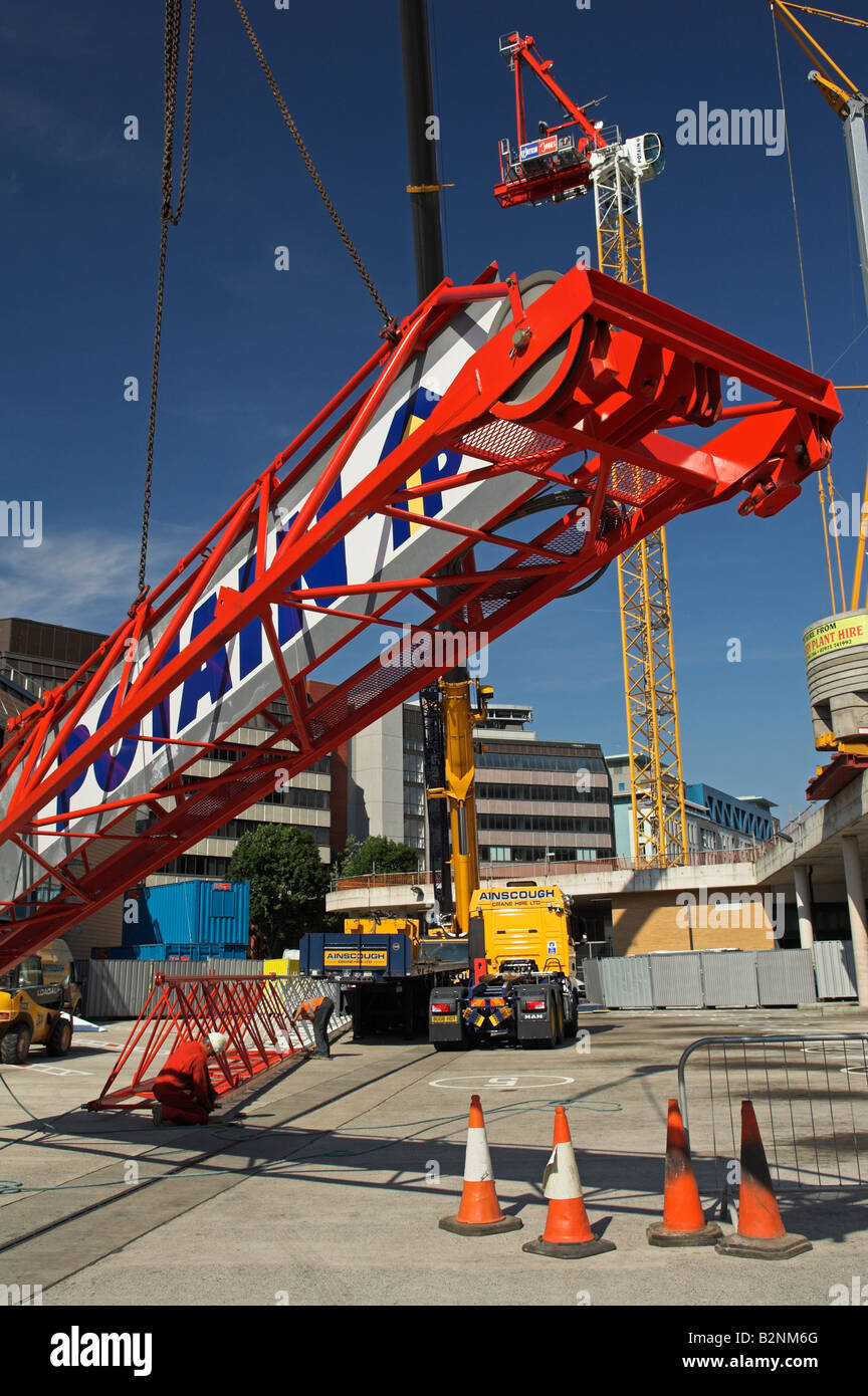 Assembly of the main jib of tower crane on construction site Stock ...