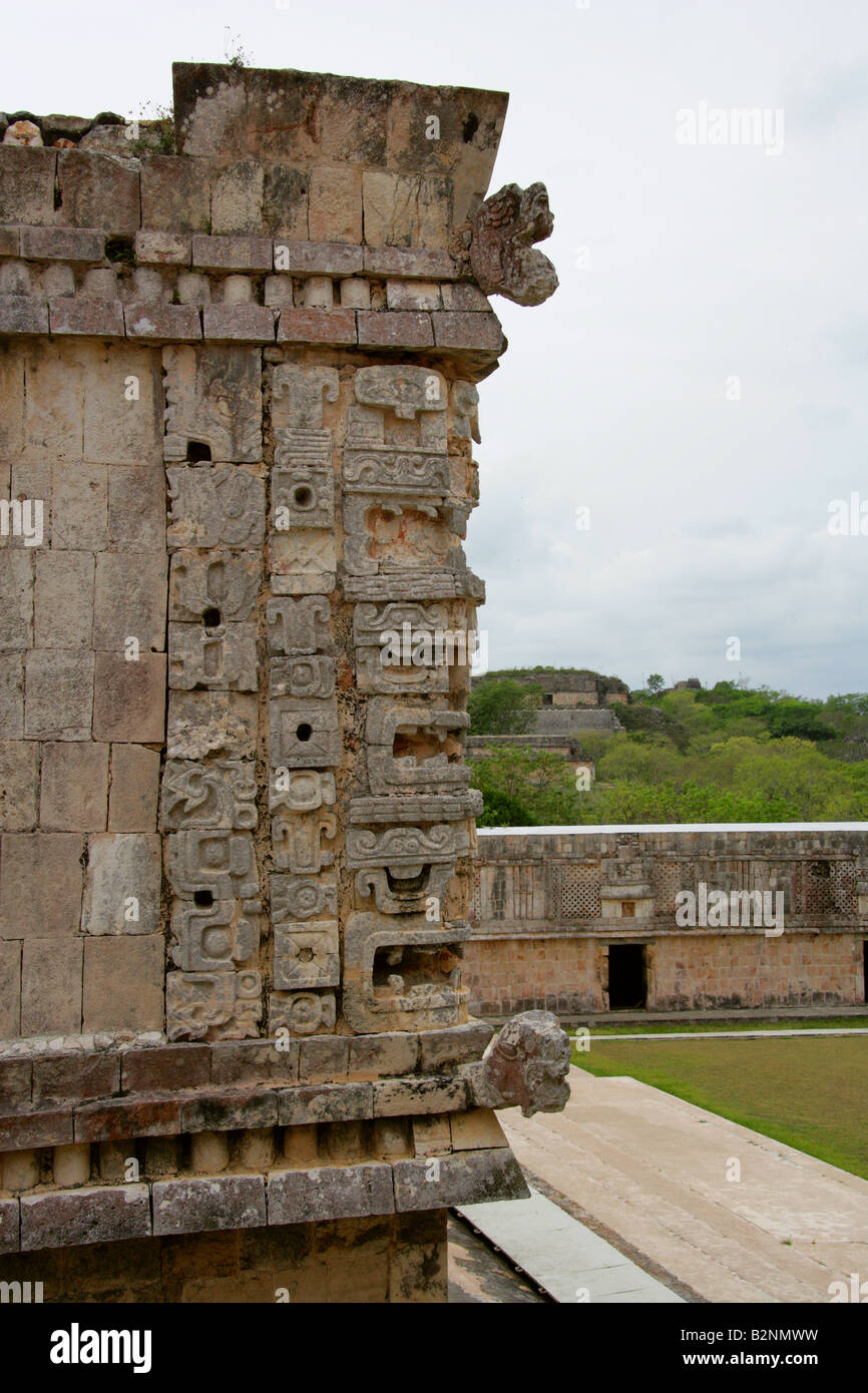 Chac Masks the Nunnery Quadrangle, Uxmal Archealogical Site, Yucatan ...