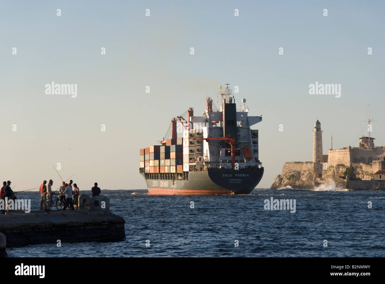 CARGO SHIP LEAVING THE PORT OF HAVANA CUBA WITH EXPORT GOODS DURING THE ...