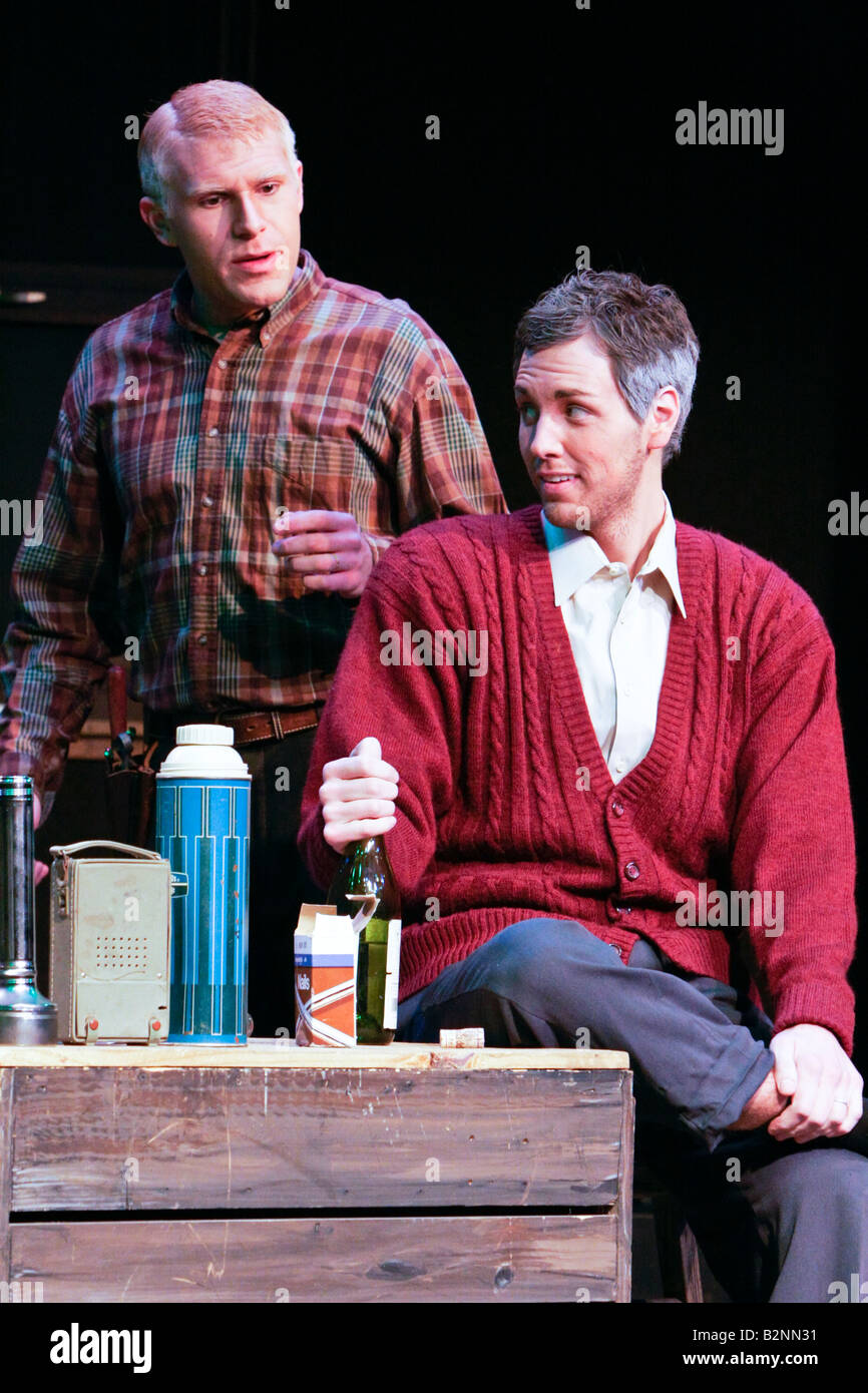 Young actors portray middle aged men at theatre dress rehearsal Stock ...