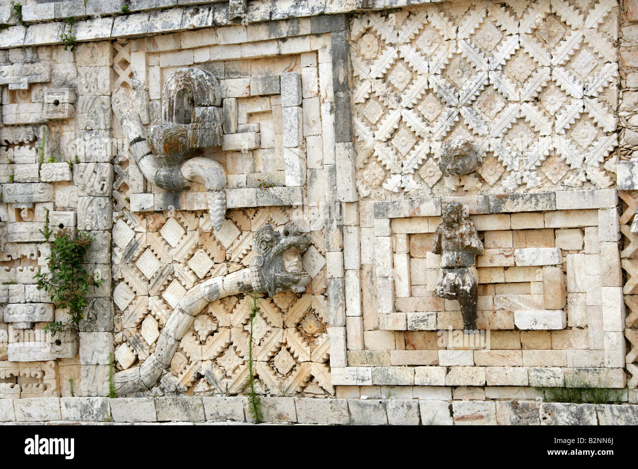 Wall Detail the Nunnery Quadrangle, Uxmal Archealogical Site, Yucatan ...