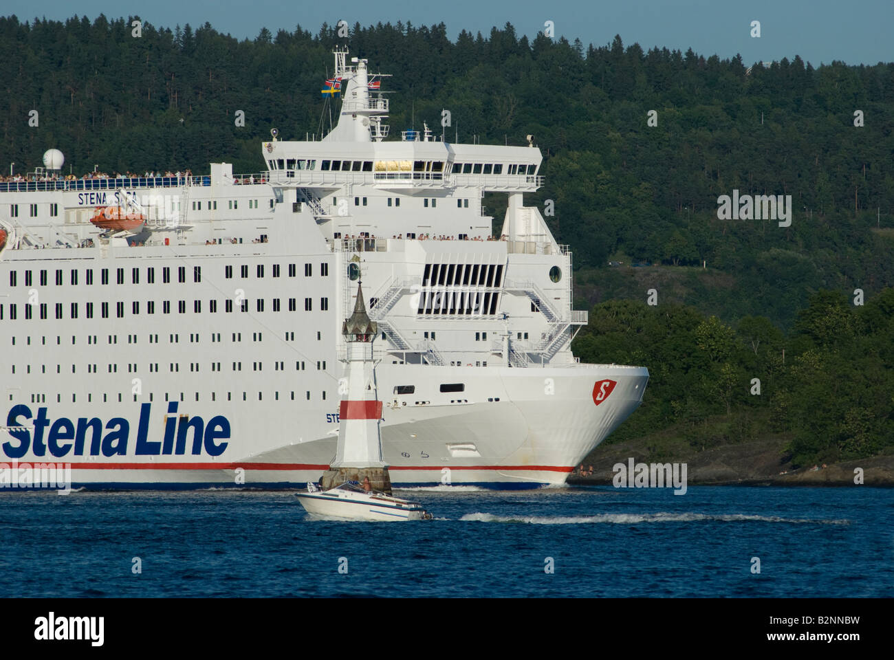 The Swedish car ferry Stena Saga of Stena Line leaving the quay at ...
