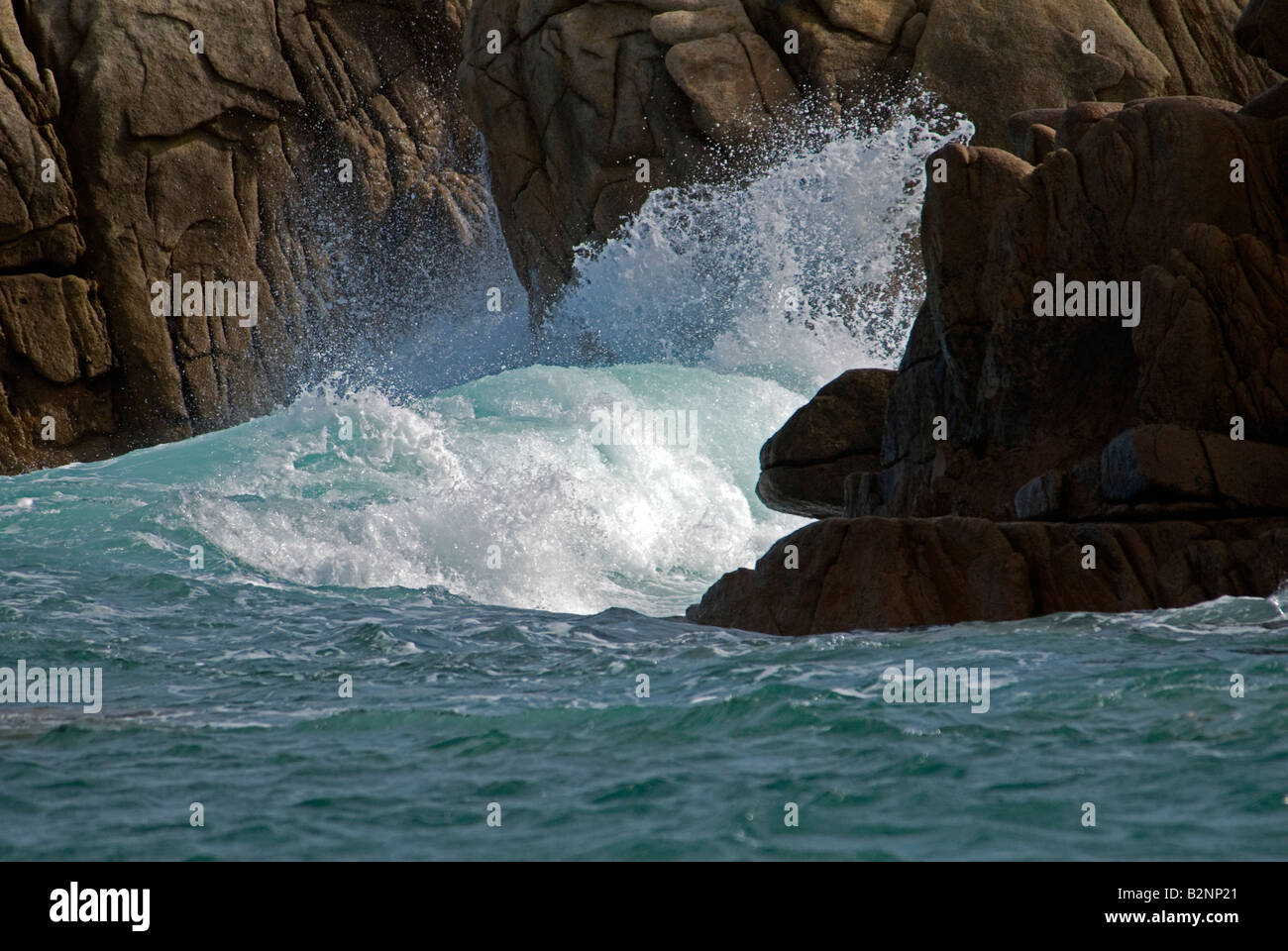 Channel Islands Guernsey north coast Rousse Headland coastal rocks and ...