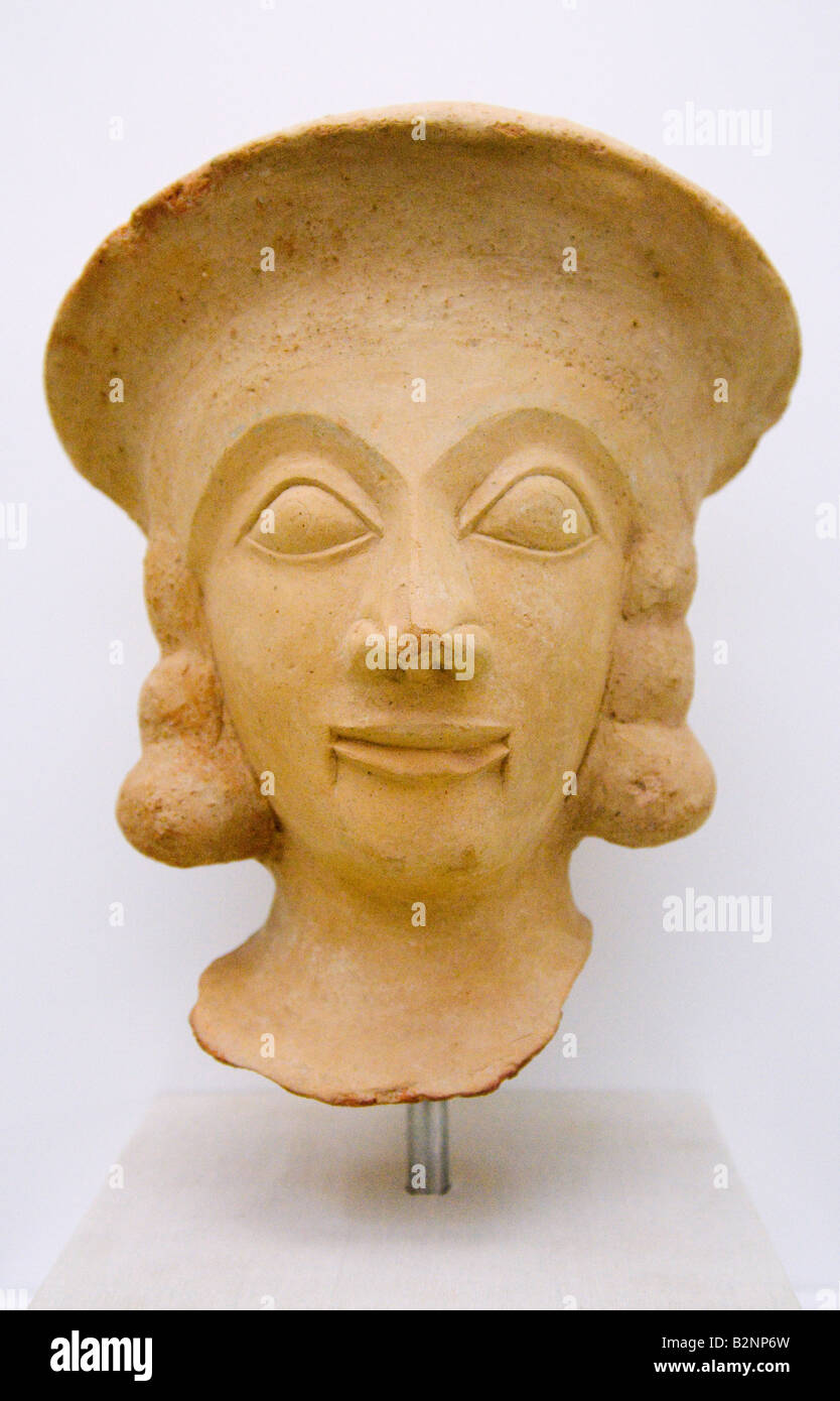 Agios Nikolaos, Crete, Greece. Archaeological Museum. Terracotta Head ...