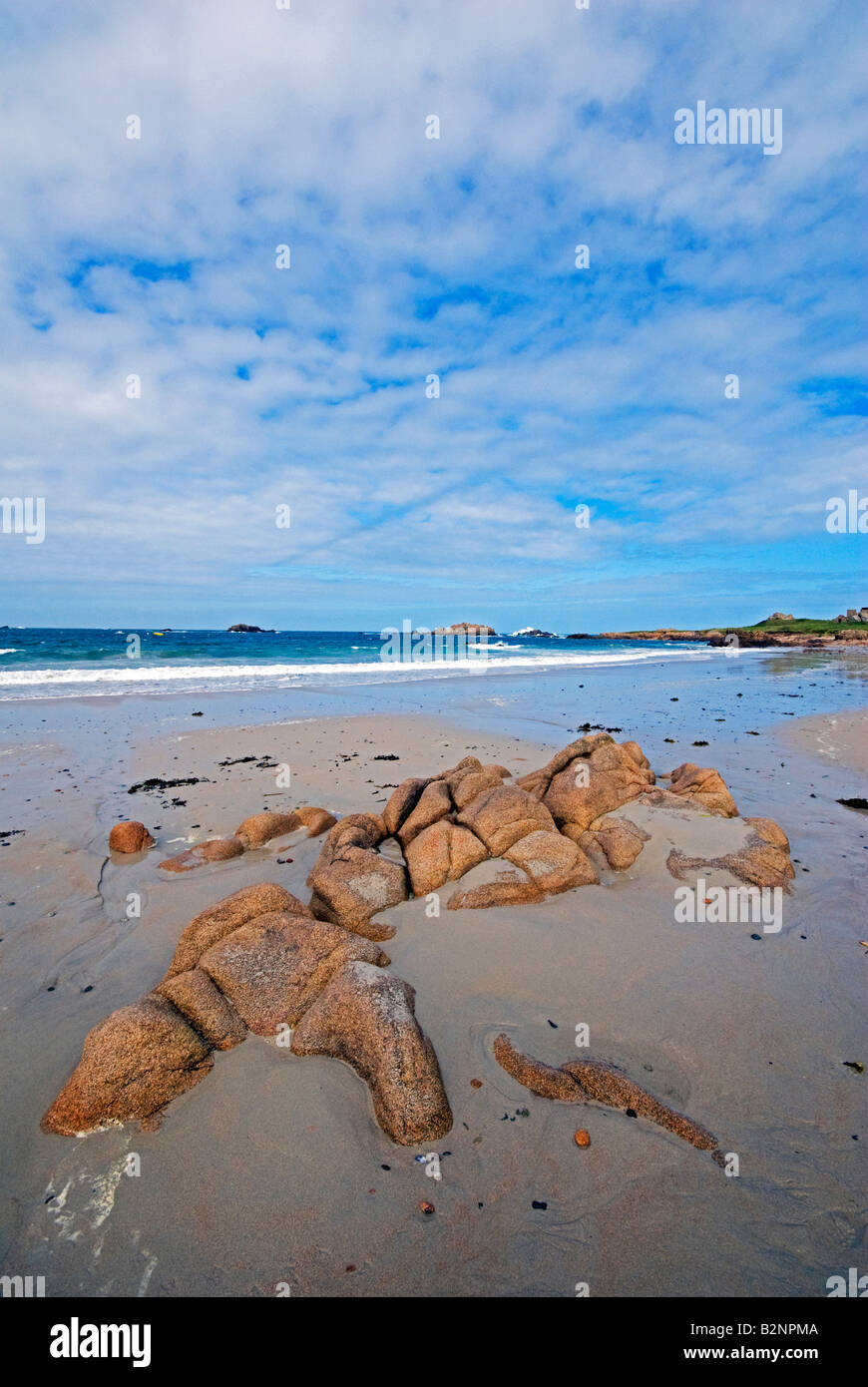 Channel Islands Guernsey Vazon Bay at low water west coast Stock Photo ...