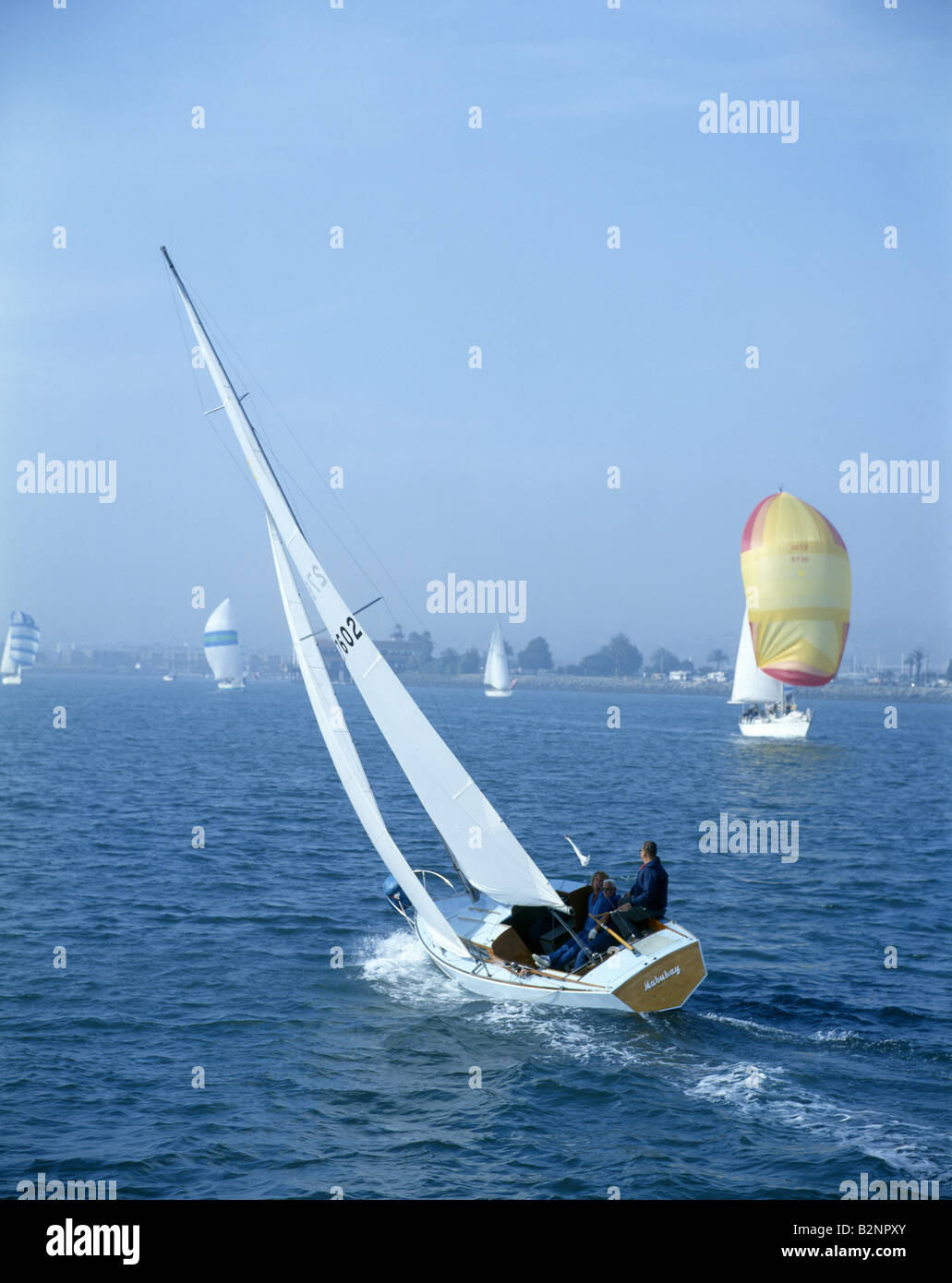 SAILING INTO WIND SAN DIEGO BAY CALIFORNIA Stock Photo - Alamy
