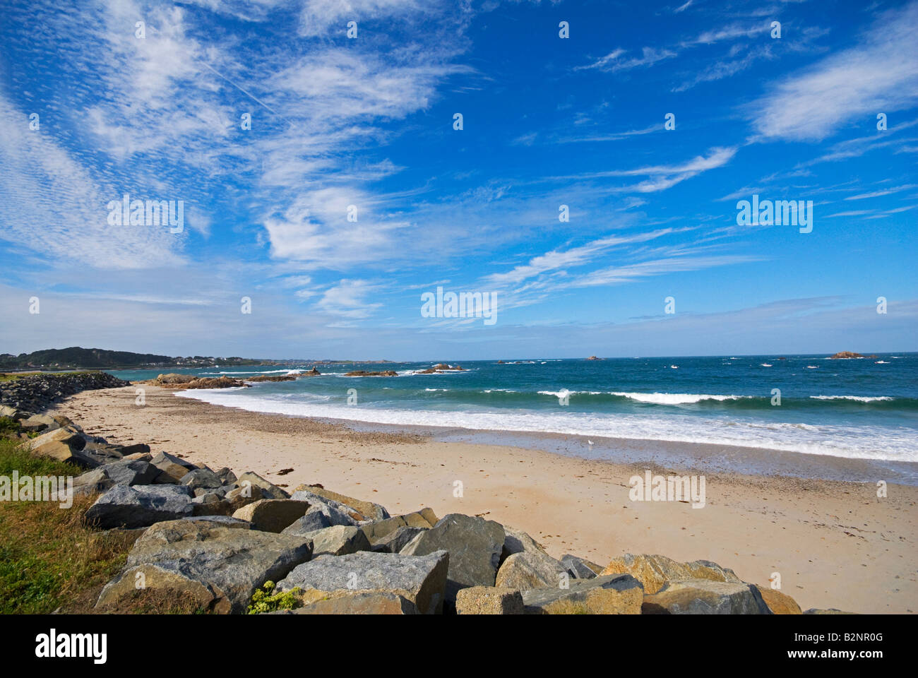 Channel Islands Guernsey Vazon Bay at low water west coast Stock Photo ...