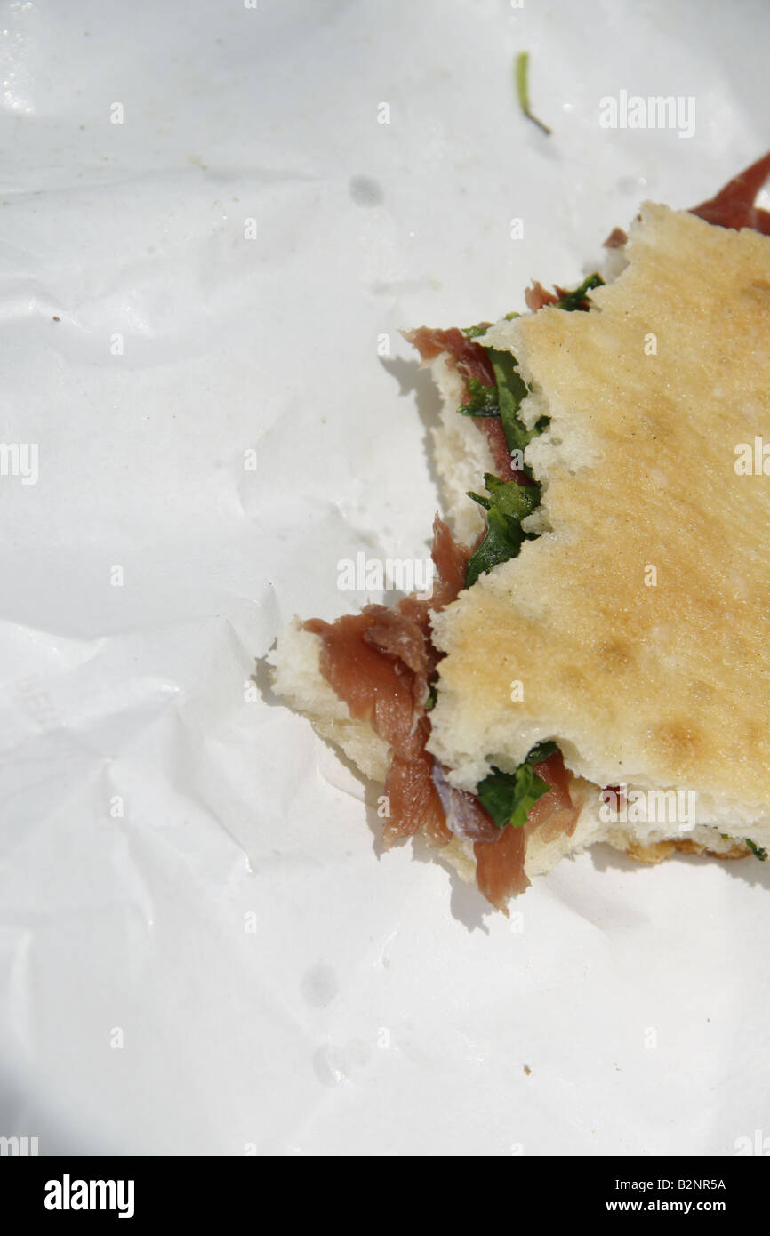 half eaten ham and cheese roll sandwich Stock Photo - Alamy