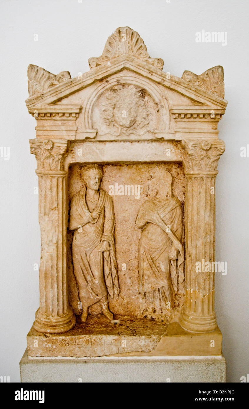 Agios Nikolaos, Crete, Greece. Archaeological Museum. Marble Grave ...