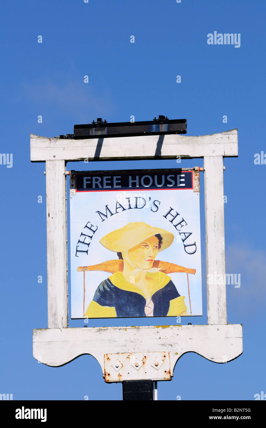 The Maids Head Pub Sign Wicken Cambridgeshire England UK Stock Photo ...
