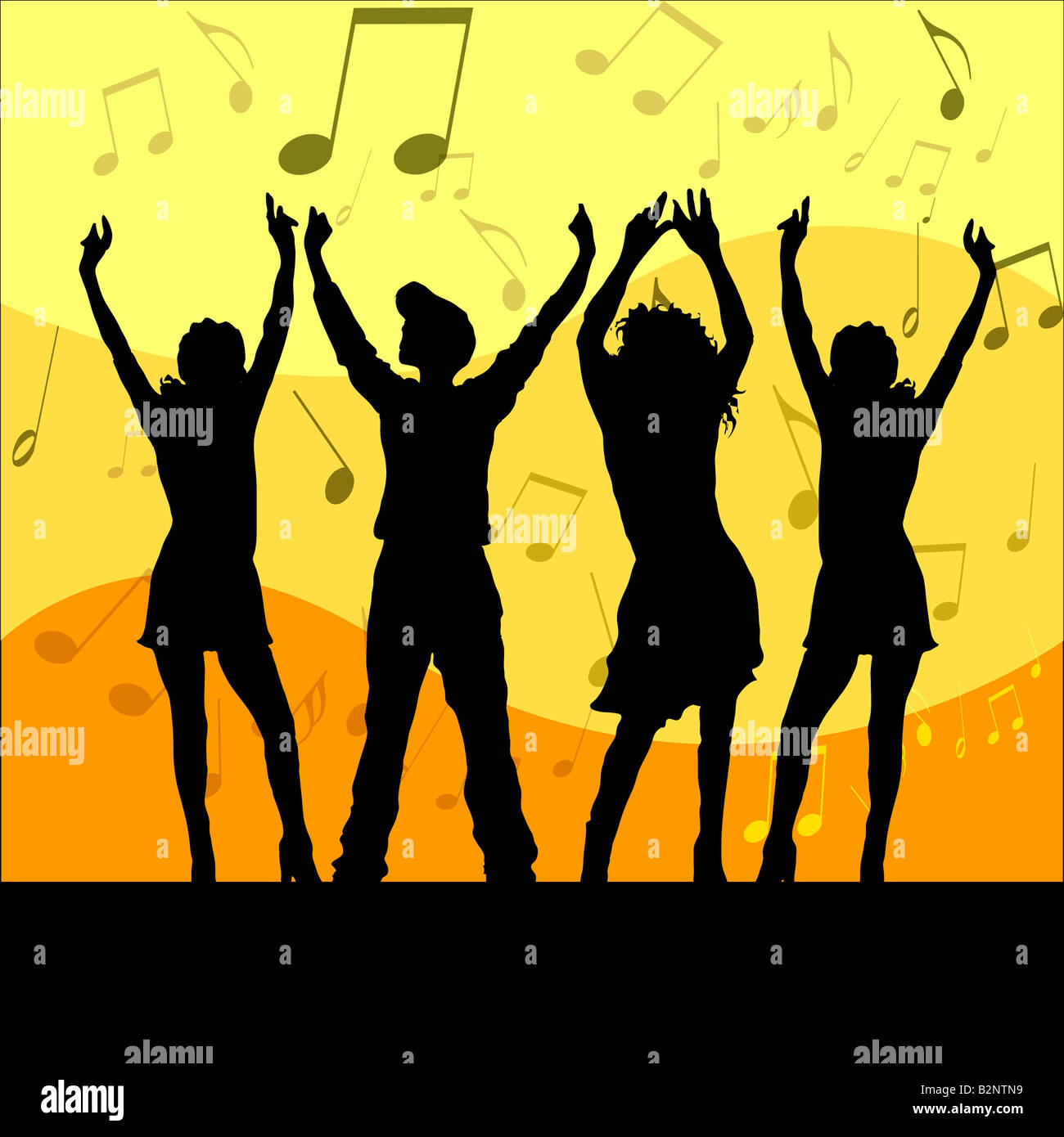 dancing to music on retro background Stock Photo - Alamy