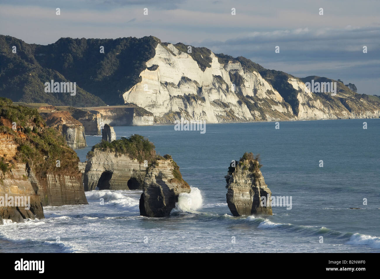 Three Sisters and White Cliffs Taranaki North Island New Zealand Stock ...