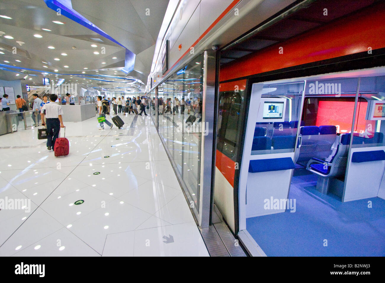 Airport Express Train at BJS Beijing International Airport Stock Photo ...