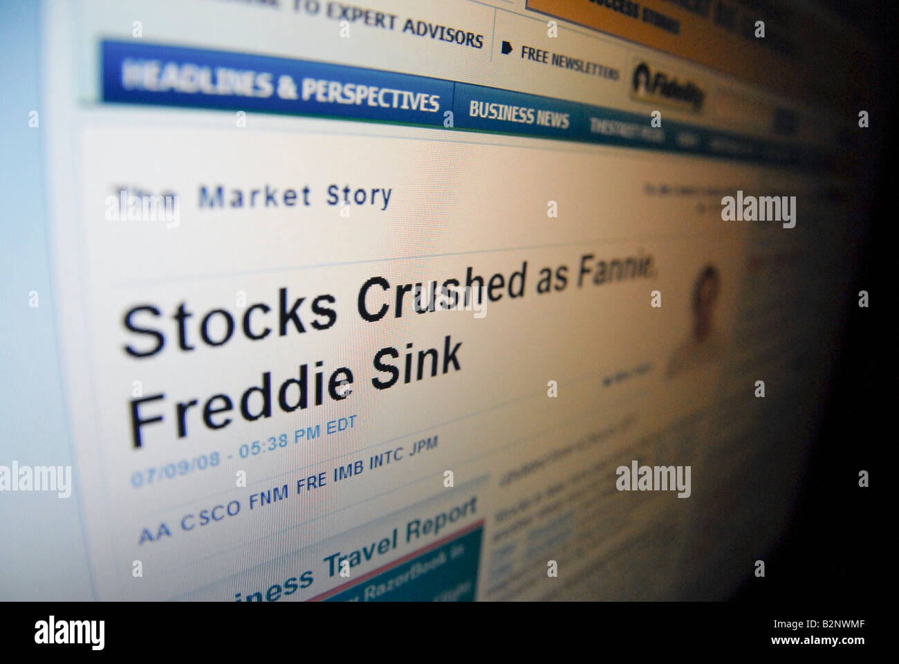 News breaks of the Fannie Mae & Freddie Mac troubles Stock Photo - Alamy