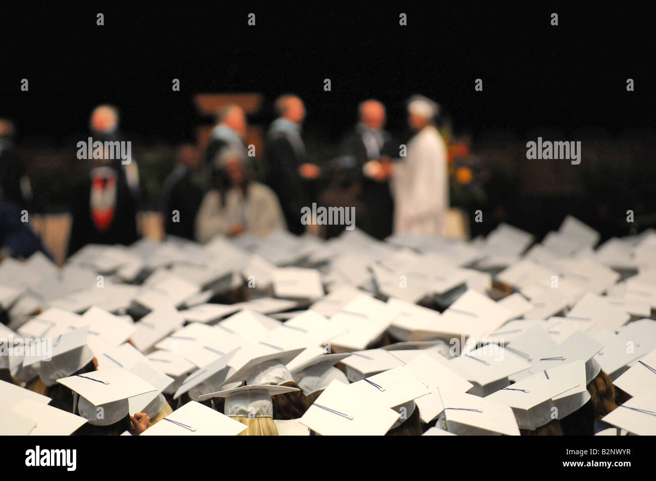 Graduation ceremony with shot of caps Stock Photo - Alamy