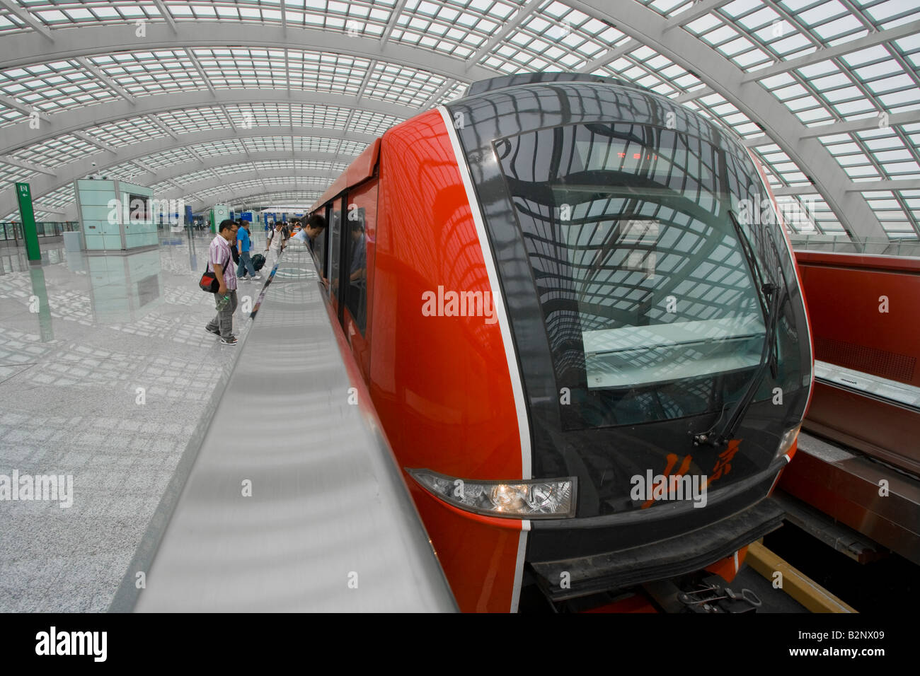 Airport Express Train Station at the New Terminal Three Beijing Capital ...