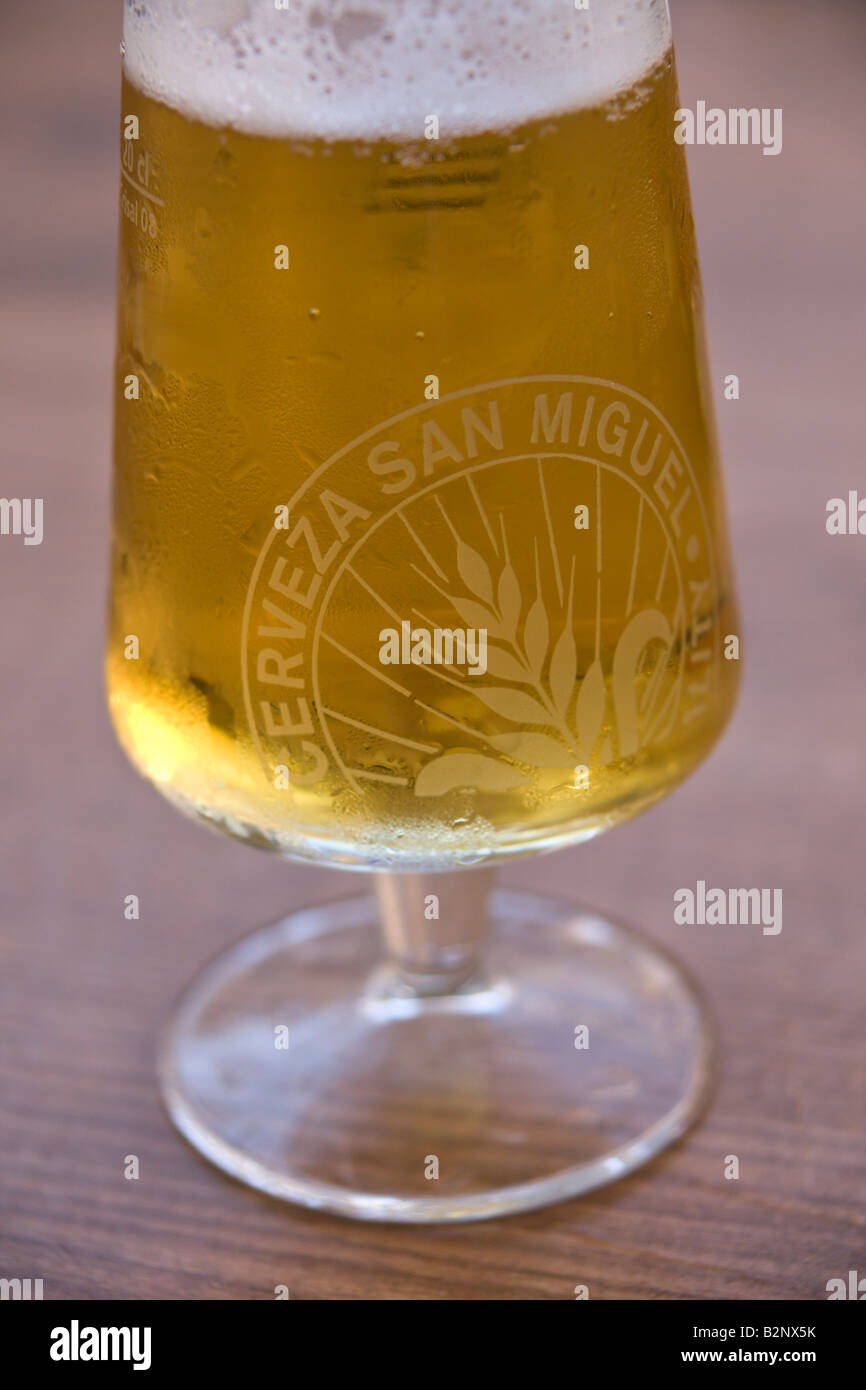 Costa Blanca Spain glass of San Miguel beer Stock Photo - Alamy