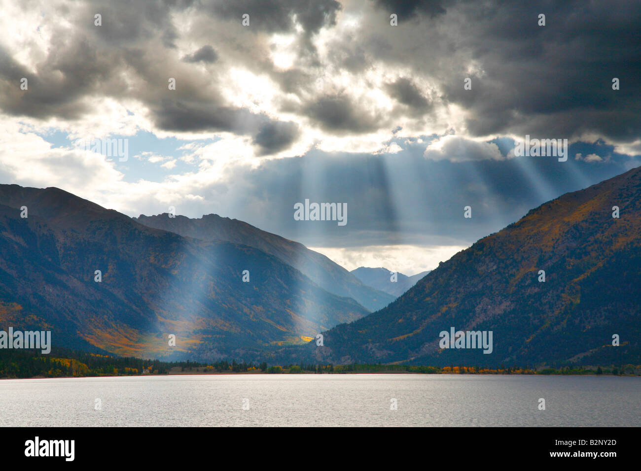 Crepuscular Rays (God Rays) over Twin Lake, San Isabel National Forest ...