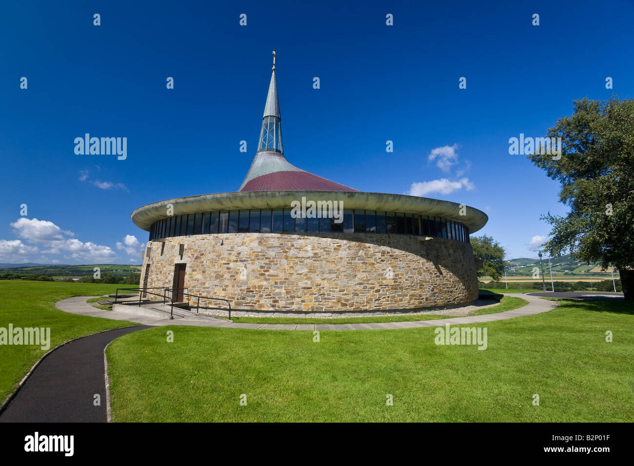 A circular Roman Catholic Burt Church modelled on the fort of Grianan ...