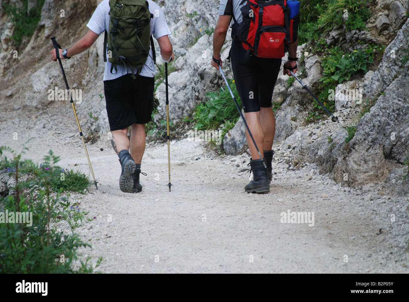 Mountain walkers, walking in the bavarian mountains, Germany Stock ...