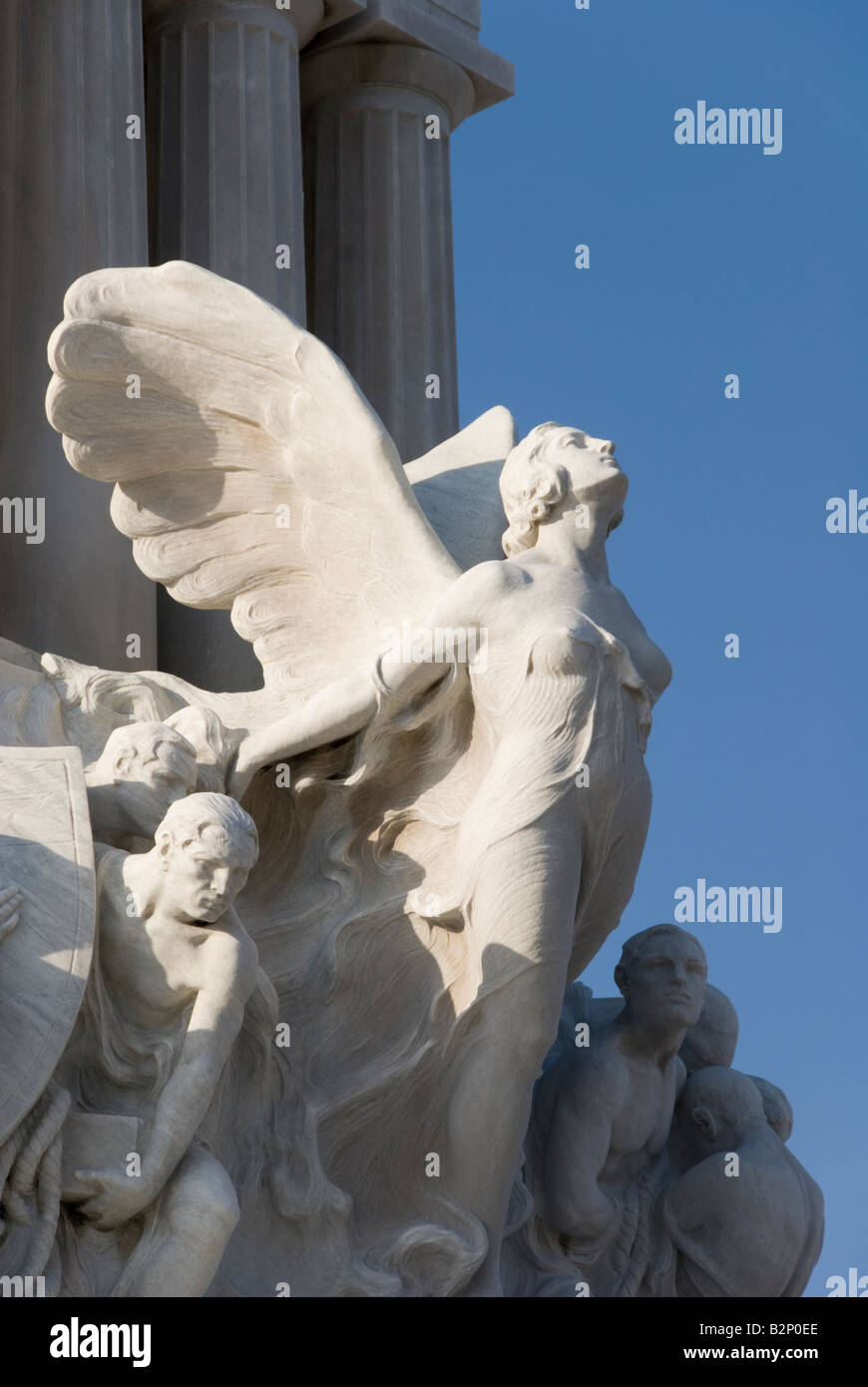 Detail of a female angel on an Art Deco statue of the colonial ...