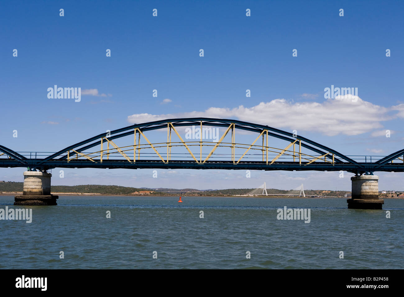 Train bridge over Arade river in Portimao, Algarve Portugal Stock Photo ...