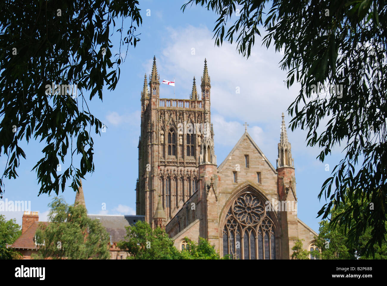 Worcester Cathedral across River Severn, Worcester, Worcestershire ...
