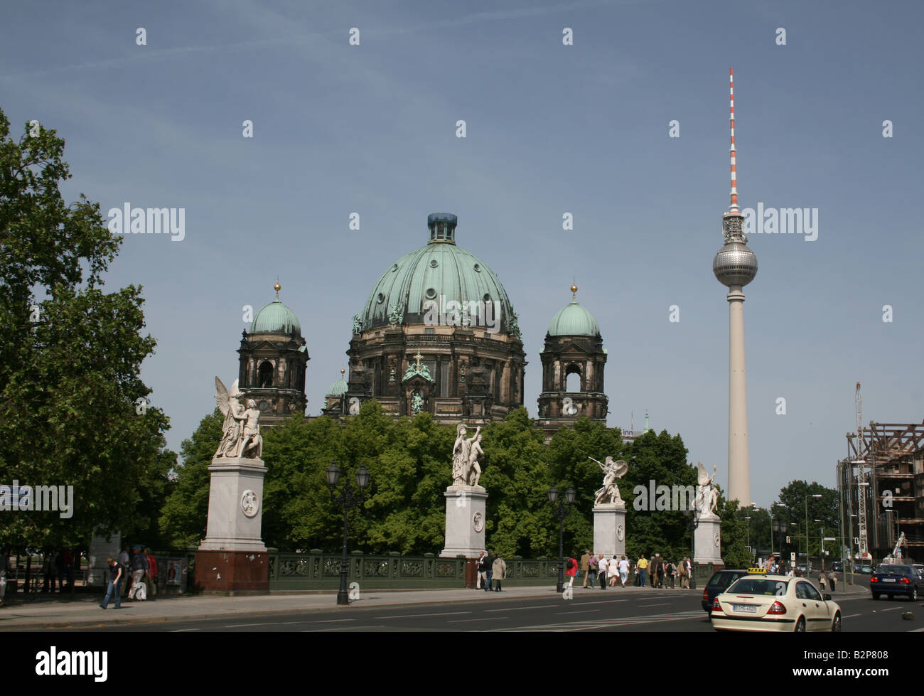 Berlin Cathedral and Fernsehturm viewed from bridge May 2008 Stock ...